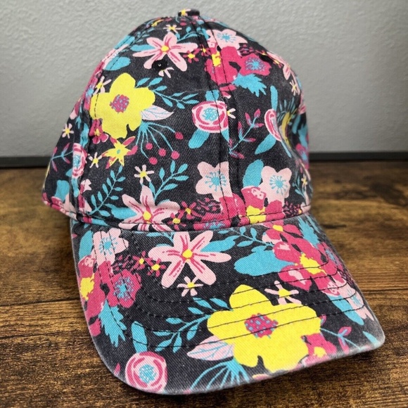 Accessories | Baseball Hat Osfm Floral Cap Adult Black Multi Colored ...